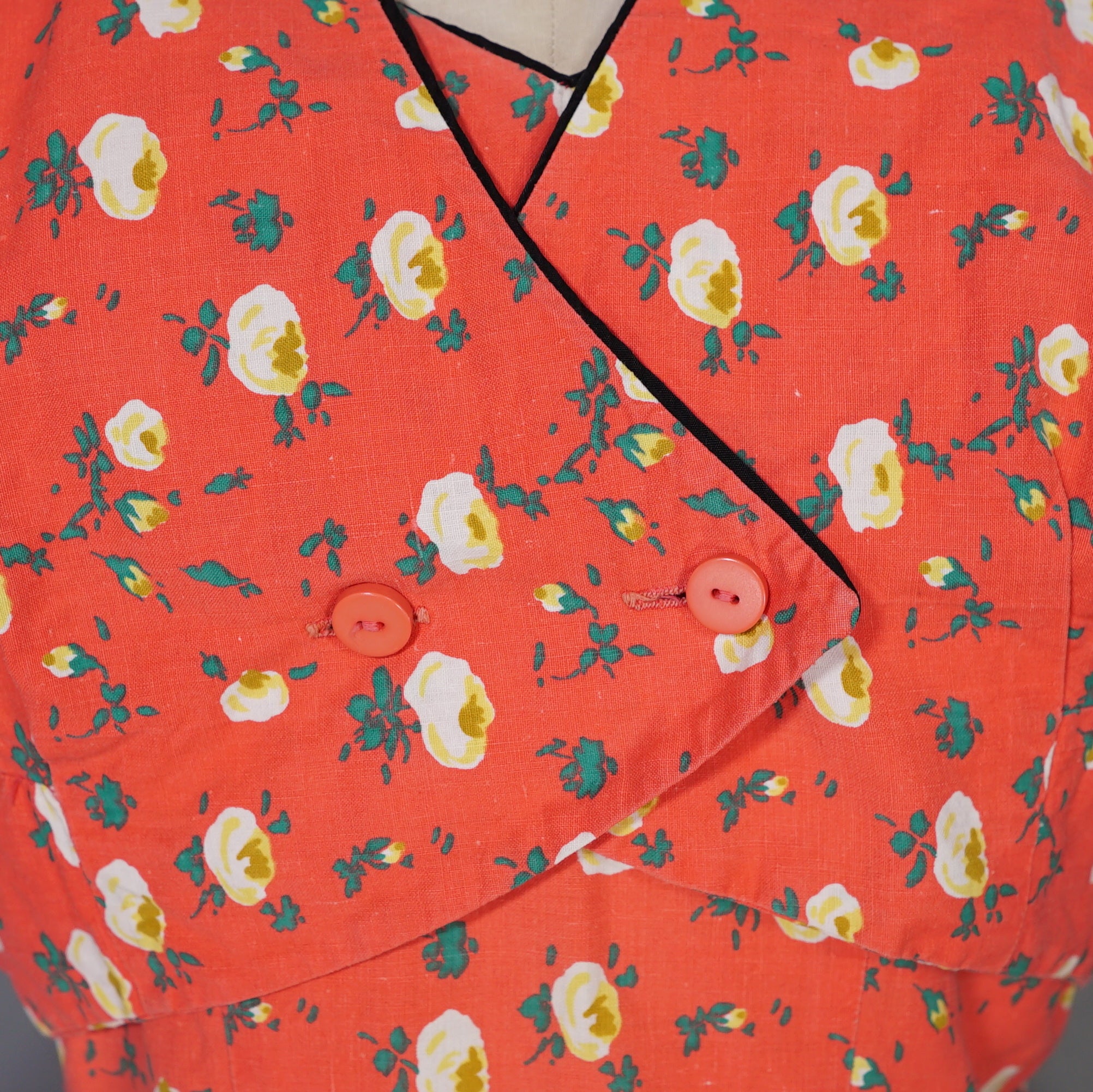 50s LIGHT RED FLORAL HORROCKSES COTTON SUN DRESS AND BOLERO - XS ...